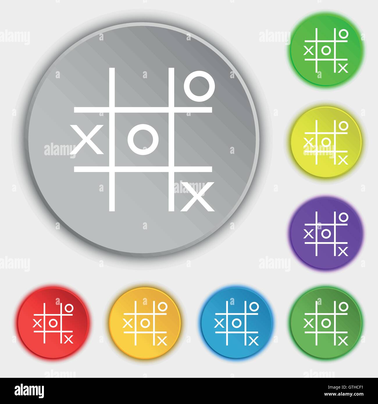 Tic tac toe game vector icon sign. Symbol on eight flat buttons. Vector ...