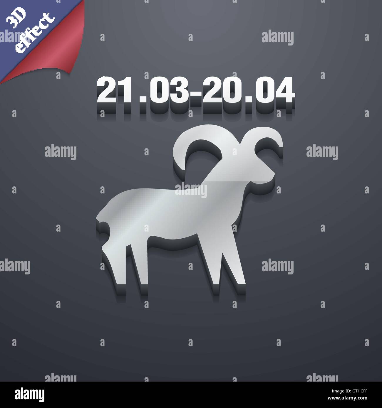 Decorative Zodiac Aries icon symbol. 3D style. Trendy, modern design ...