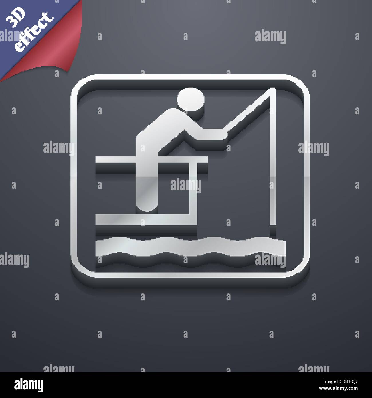 fishing icon symbol. 3D style. Trendy, modern design with space for ...