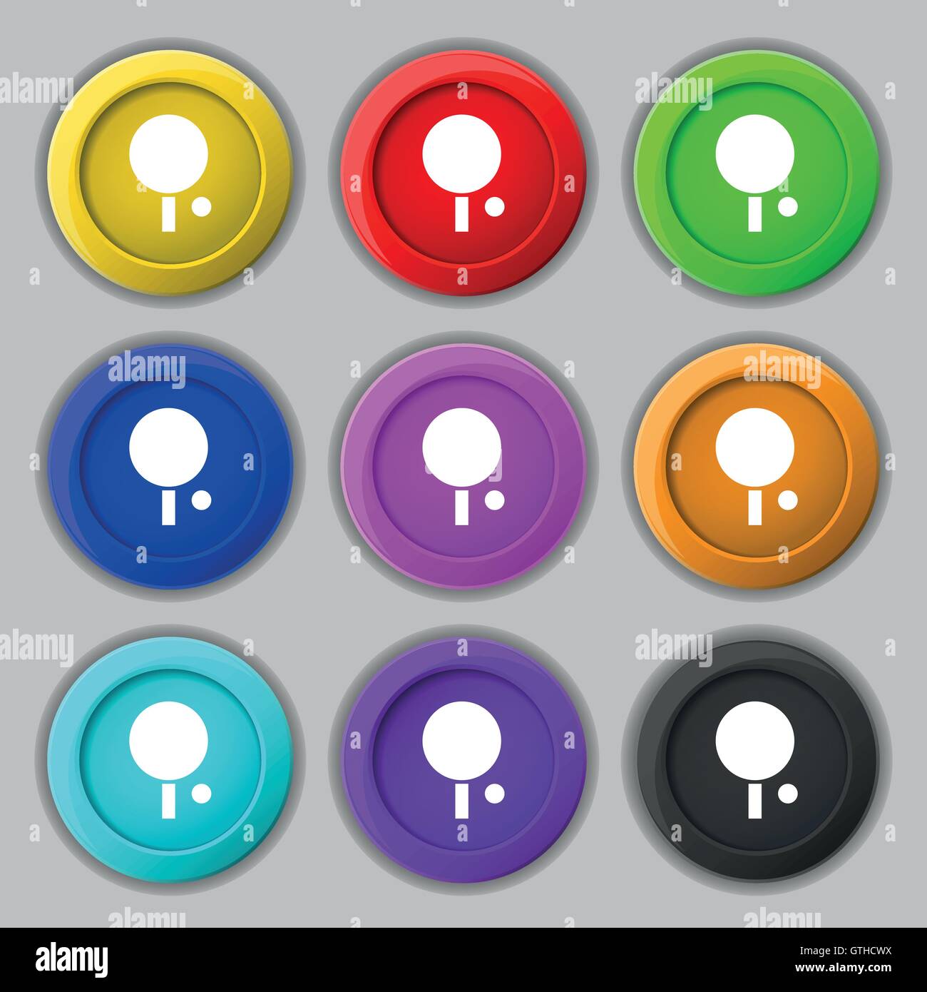 table tennis icon sign. symbol on nine round colourful buttons. Vector ...