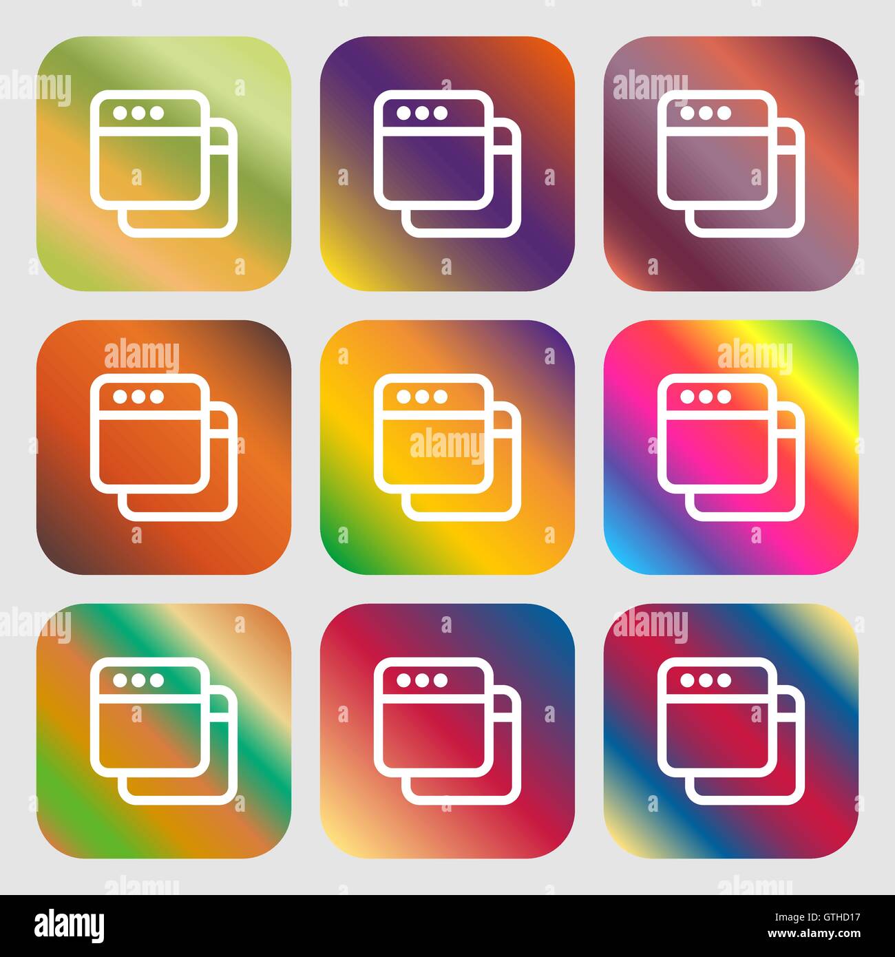 Simple Browser window icon. Nine buttons with bright gradients for ...