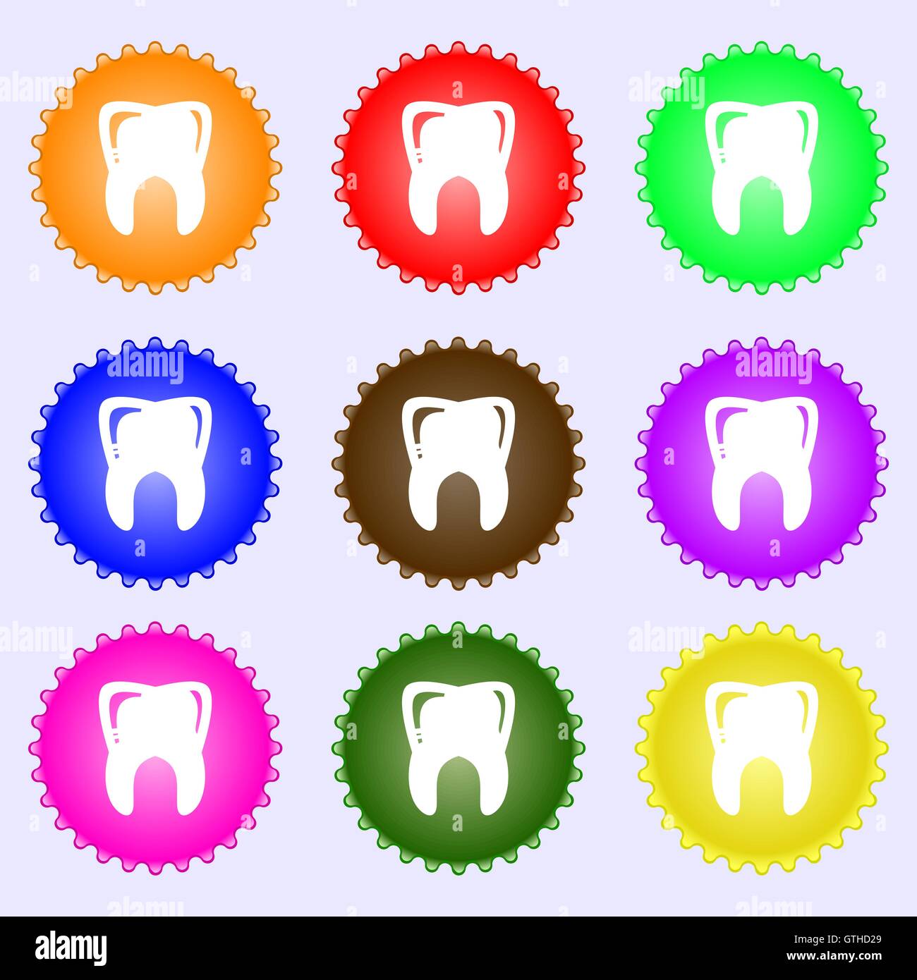 Tooth icon sign. Big set of colorful, diverse, high-quality buttons ...