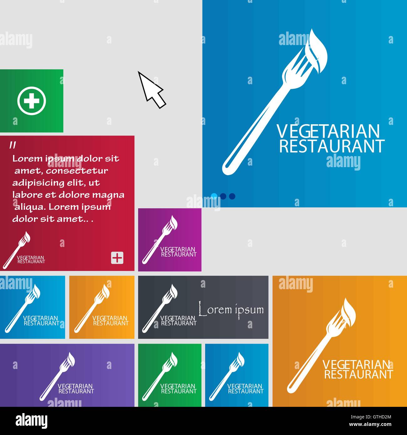 vegetarian restaurant icon sign. buttons. Modern interface website buttons with cursor pointer ...