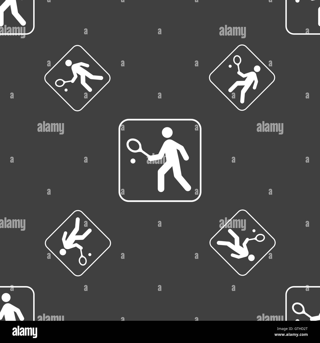 Tennis player sign. Seamless pattern on a gray background. Vector Stock ...