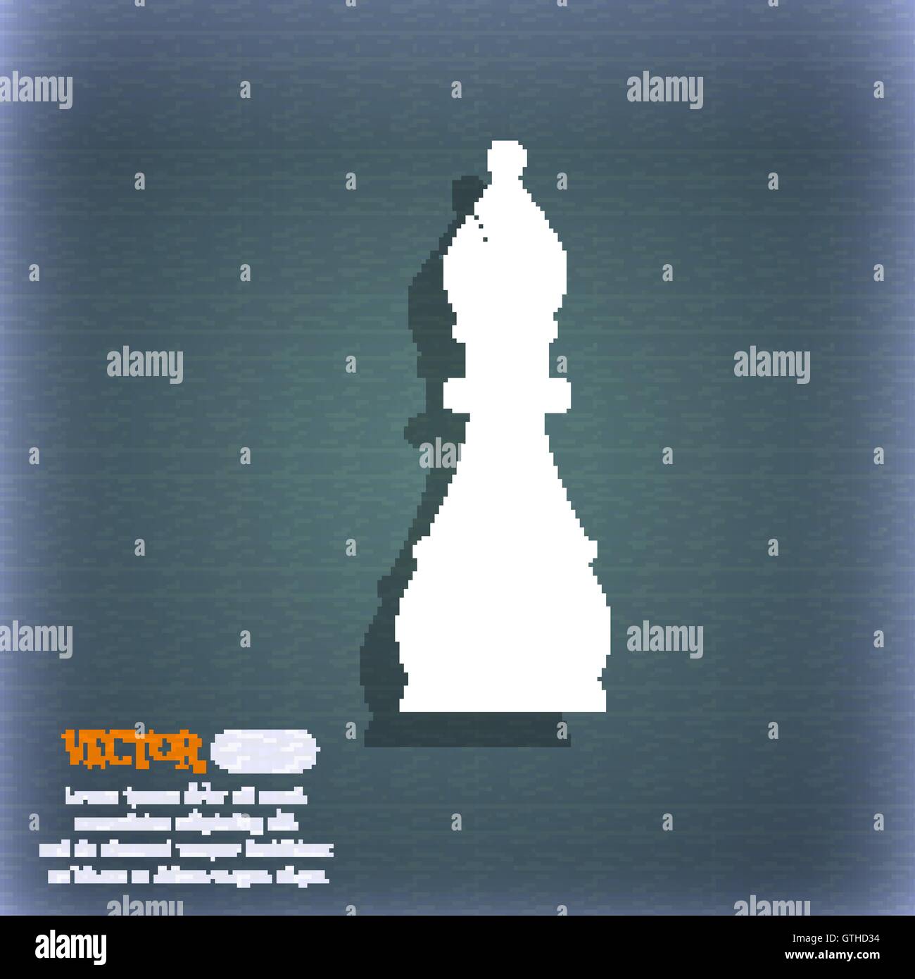 Chess bishop icon. On the blue-green abstract background with shadow ...