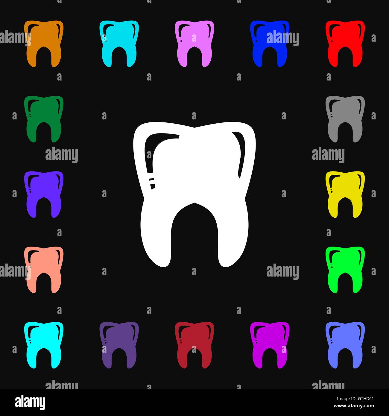 Tooth icon sign. Lots of colorful symbols for your design. Vector Stock ...