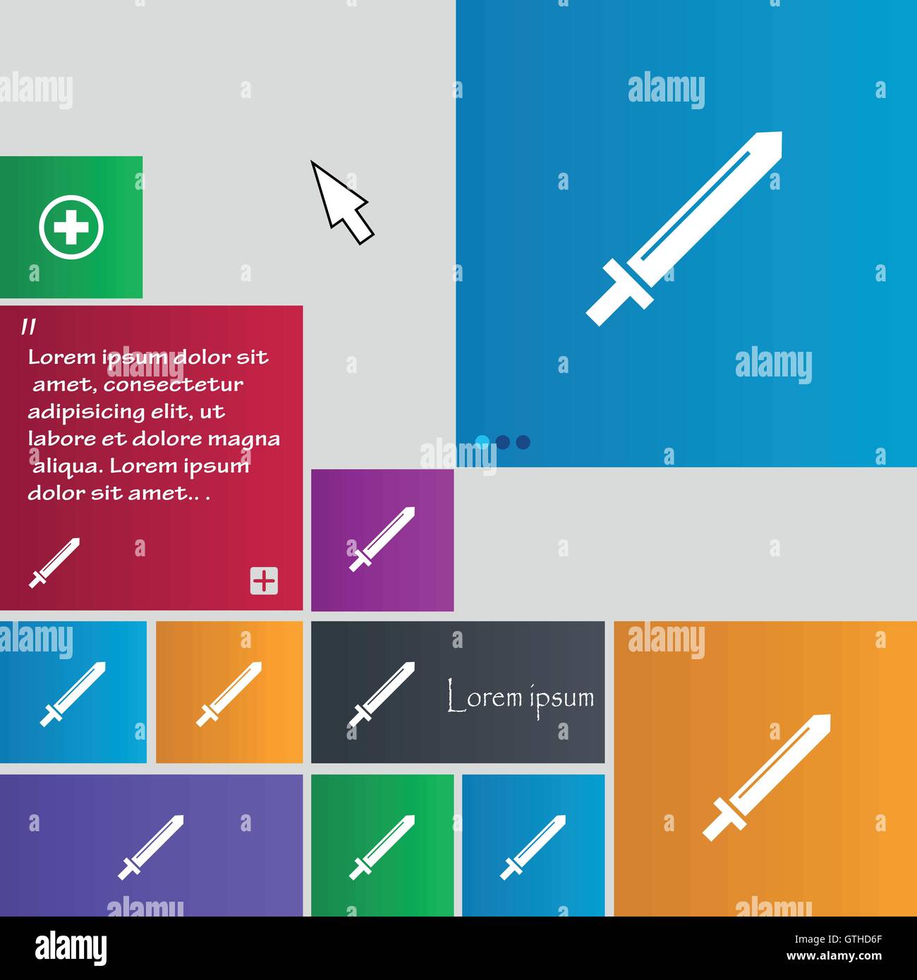 Sword icon sign. buttons. Modern interface website buttons with cursor pointer. Vector Stock ...