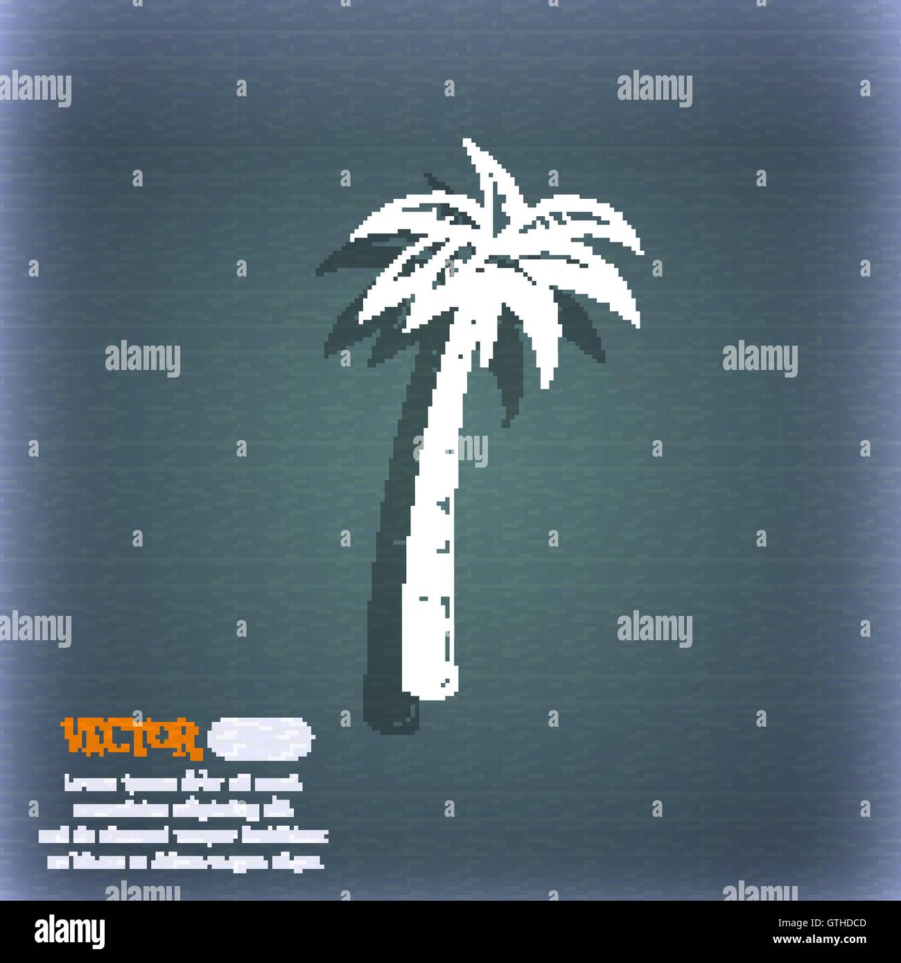 Palm icon. On the blue-green abstract background with shadow and space ...