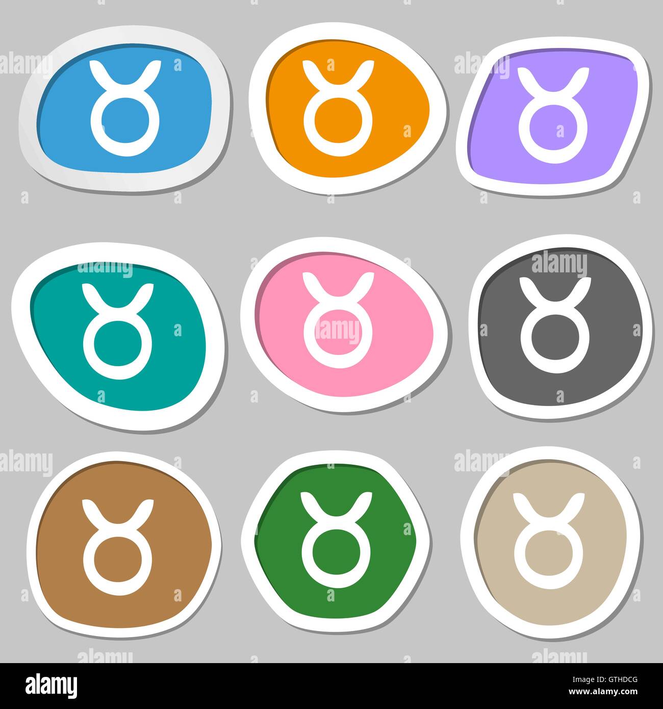 Taurus symbols. Multicolored paper stickers. Vector Stock Vector Image ...