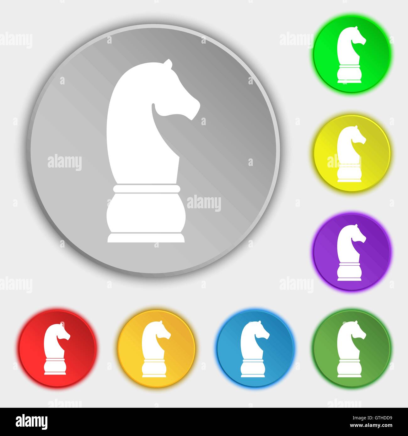 Chess knight icon sign. Symbol on eight flat buttons. Vector Stock ...