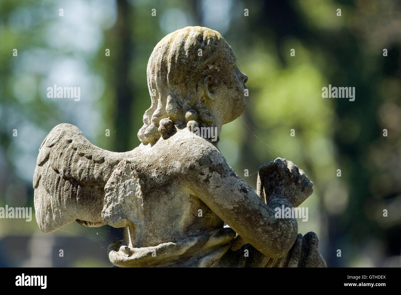 Old cemetery angel sculpture made of stone Stock Photo - Alamy