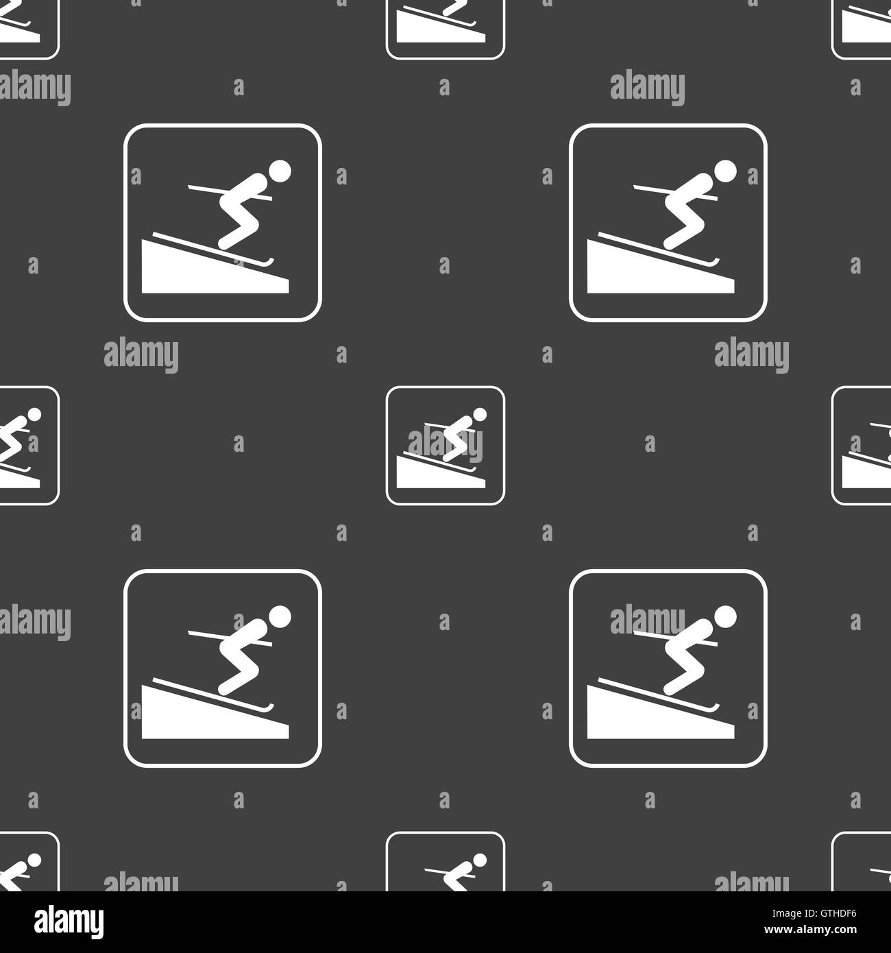 Skier sign. Seamless pattern on a gray background. Vector Stock Vector ...
