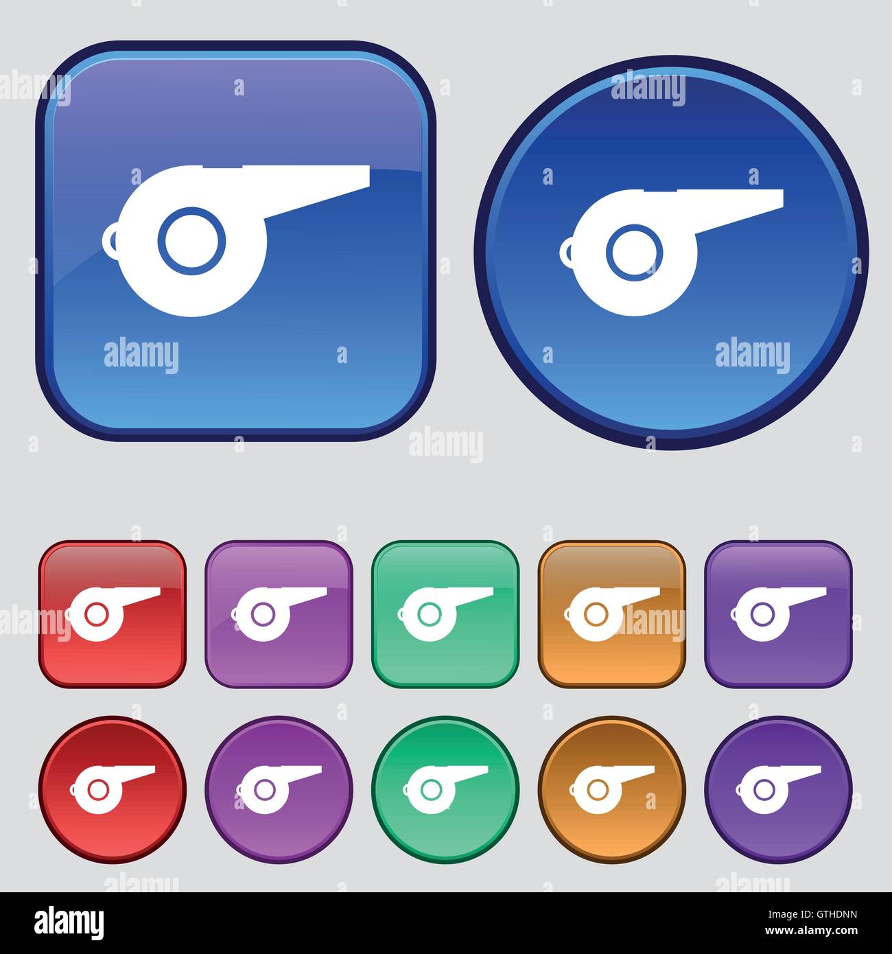 whistle icon sign. A set of twelve vintage buttons for your design ...
