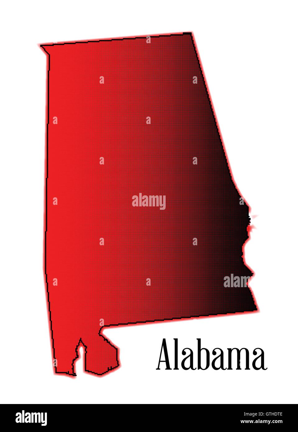 State map outline of Alabama in halftone over a white background Stock ...