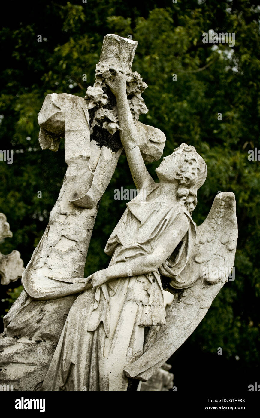 Old cemetery angel sculpture made of stone Stock Photo - Alamy