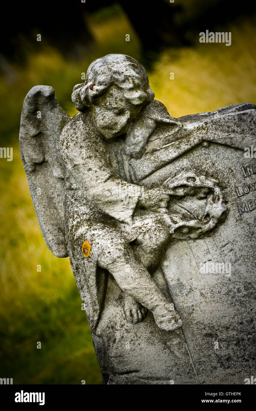 Old cemetery angel sculpture made of stone Stock Photo - Alamy