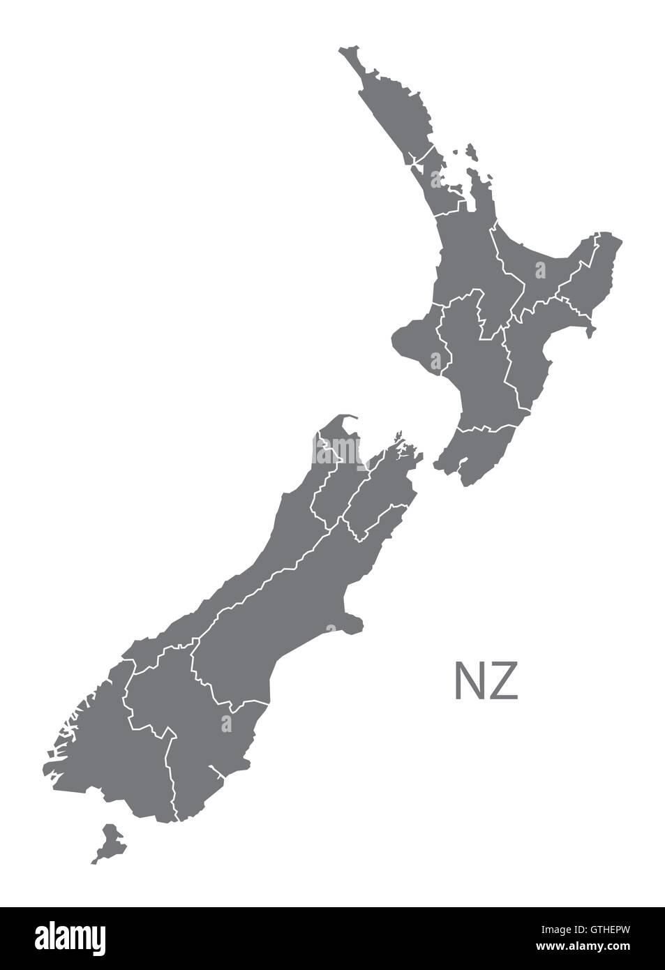 New Zealand grey map illustration vector high res Stock Vector Image ...