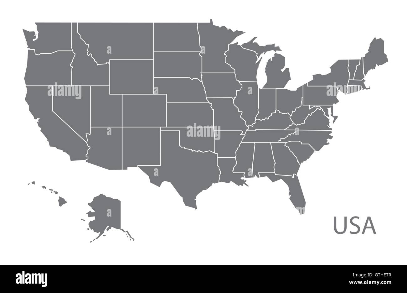 USA grey map vector Stock Vector Image & Art - Alamy