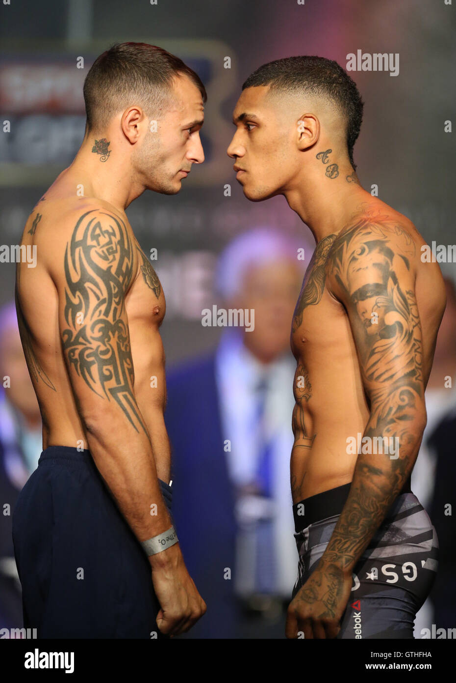 Joe Ducker and Conor Benn during the Weigh In at the Indigo at The O2 ...