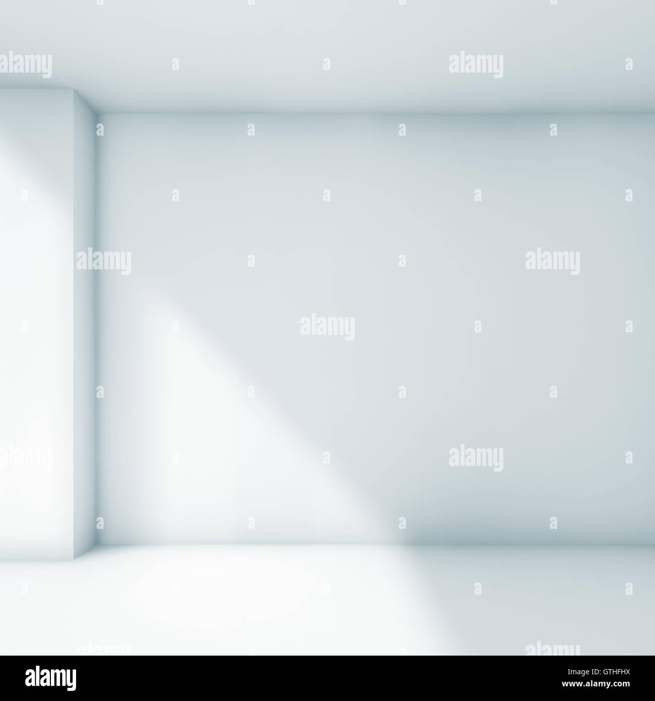 Abstract white empty room interior. Square blue toned 3d render ...