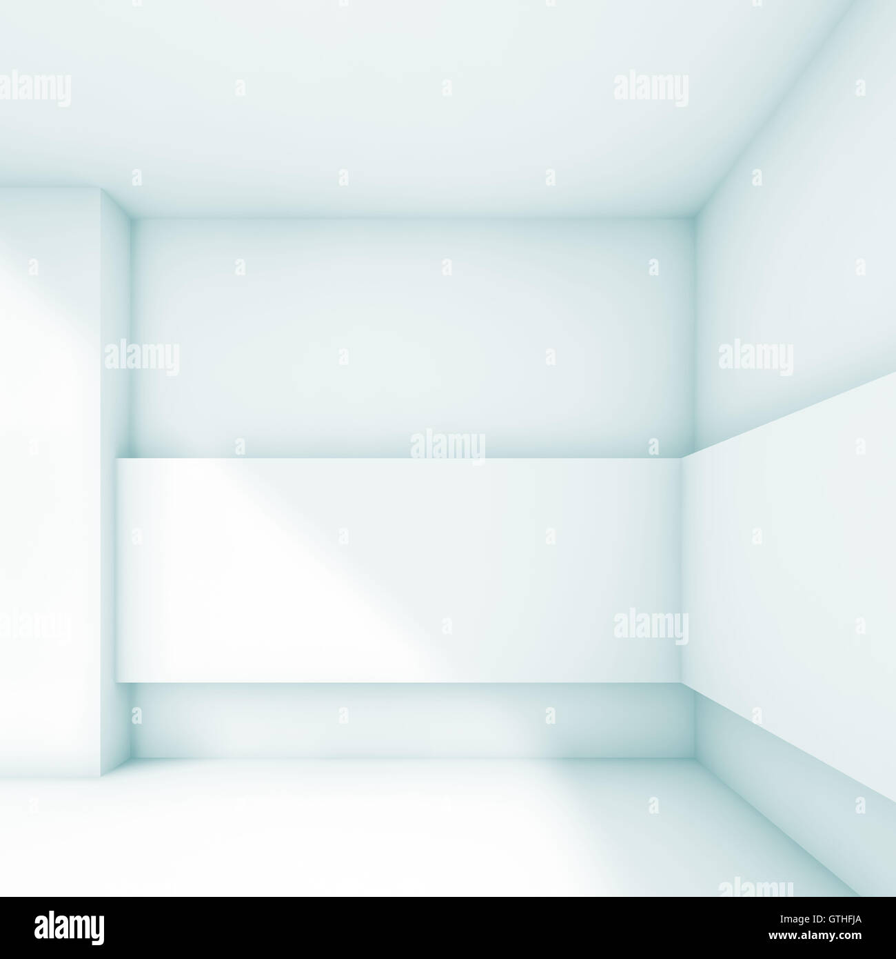 Abstract empty room interior. Blue toned square 3d render illustration ...