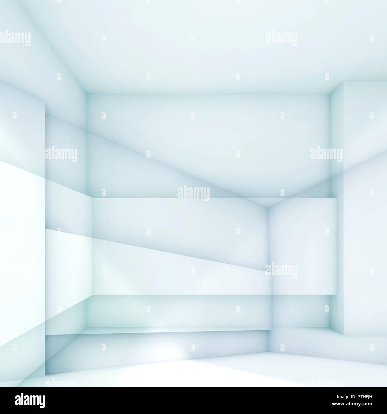 Abstract empty room, blue architectural background. 3d render ...