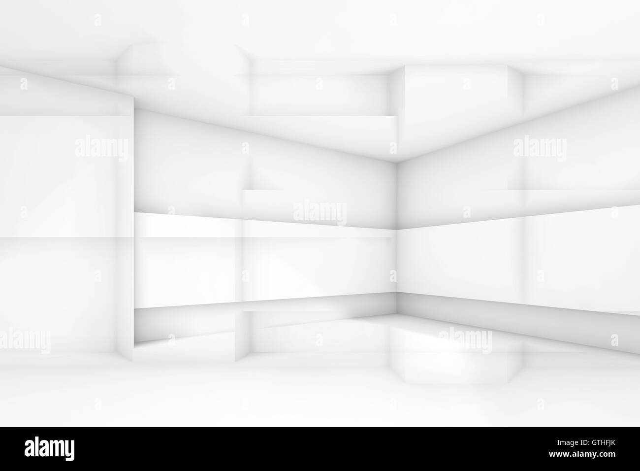 Abstract white room, contemporary background. 3d render illustration ...