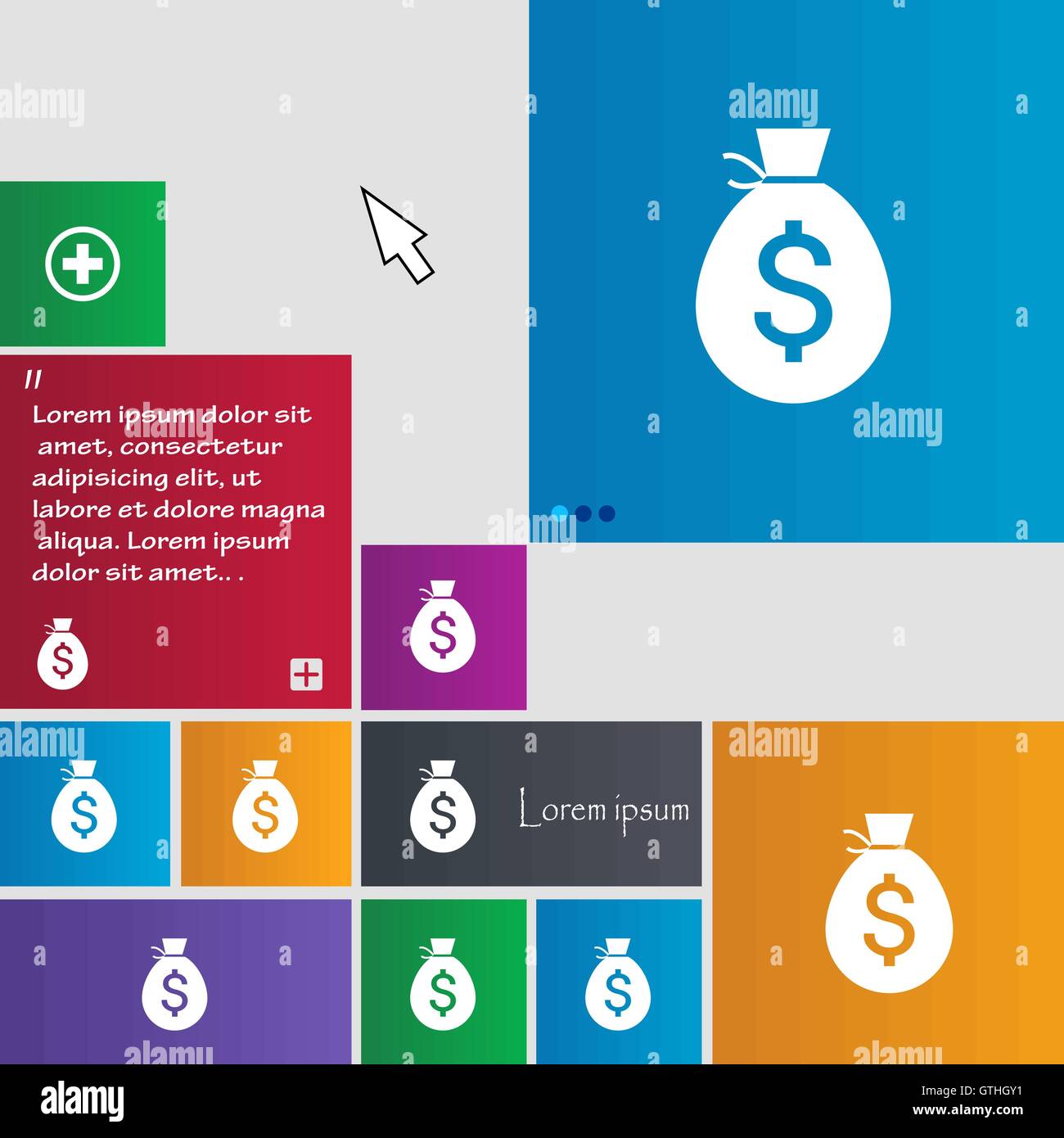 Money bag icon sign. buttons. Modern interface website buttons with ...
