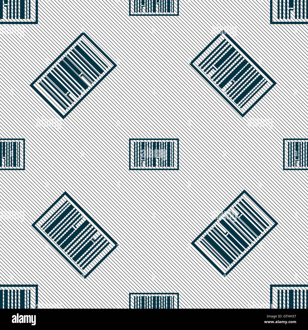 Barcode Icon sign. Seamless pattern with geometric texture. Vector ...