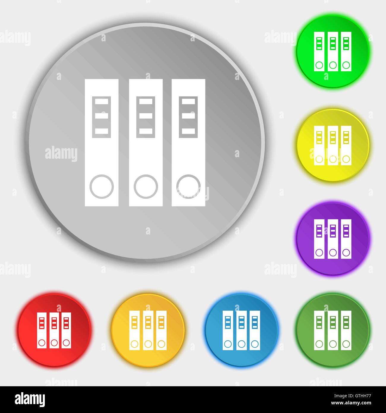 Folder icon sign. Symbol on eight flat buttons. Vector Stock Vector ...