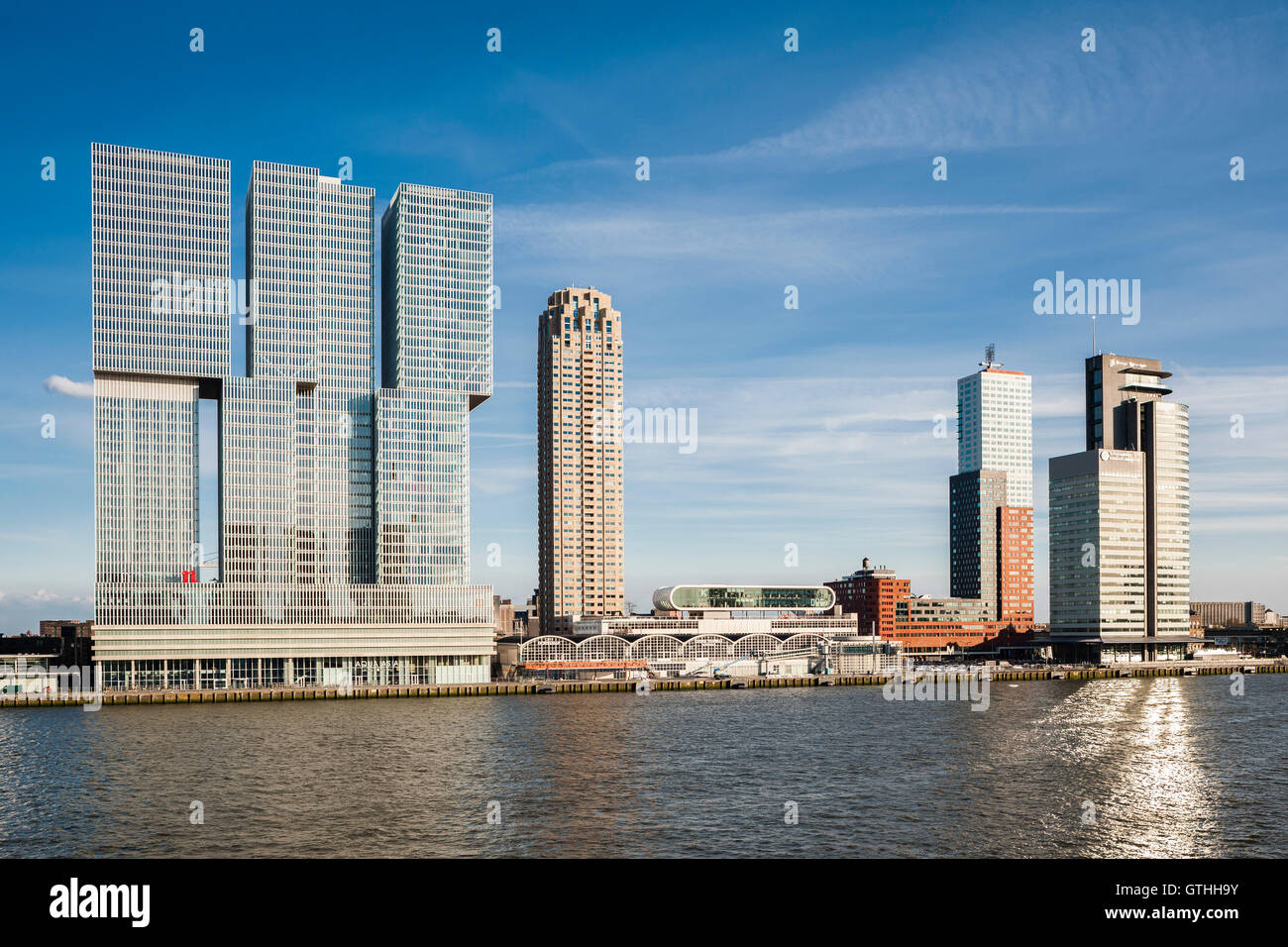 Long distance view as seen across the river Maas. De Rotterdam Vertical ...