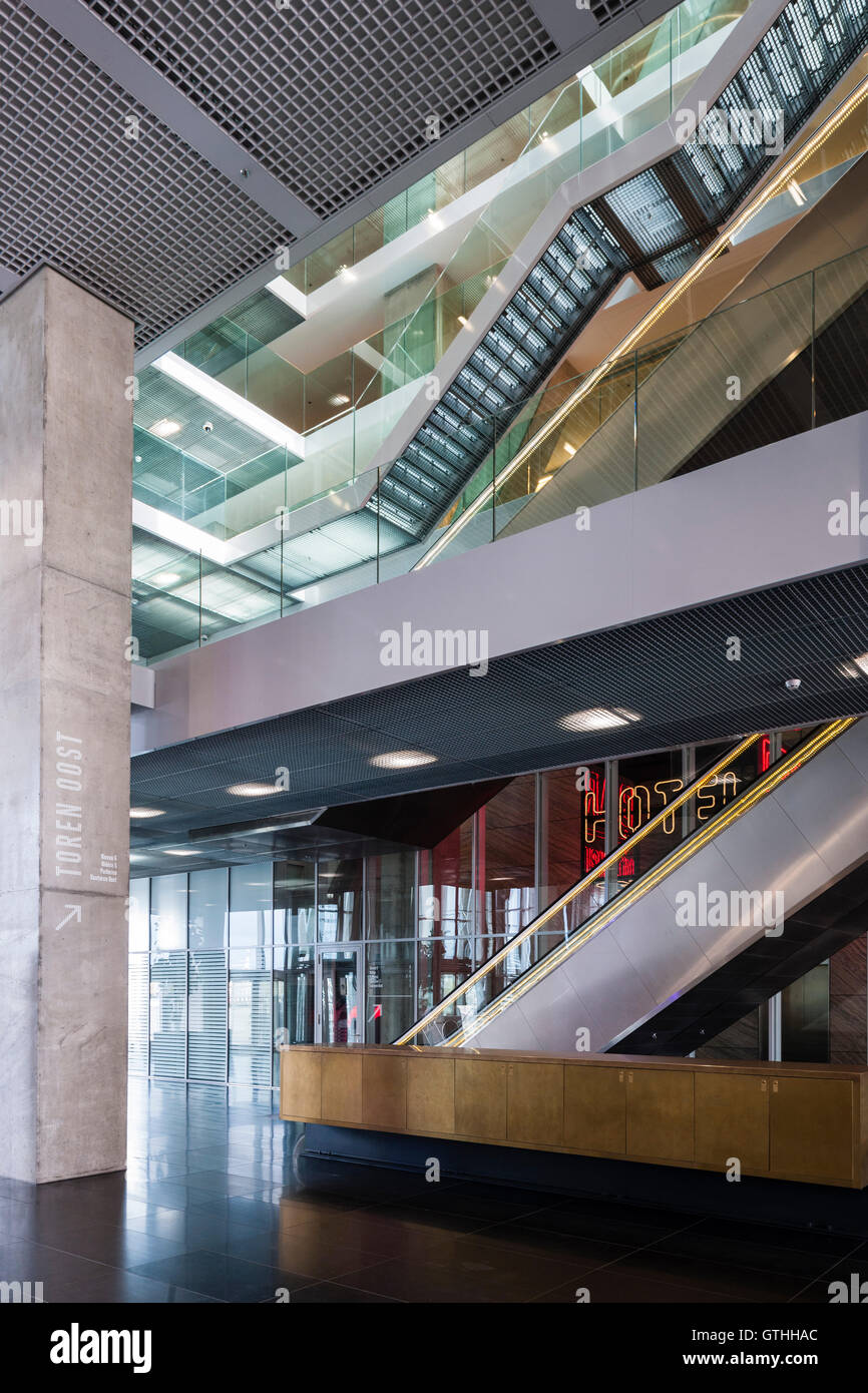 Interior view of foyer and lobby. De Rotterdam Vertical City, Rotterdam ...