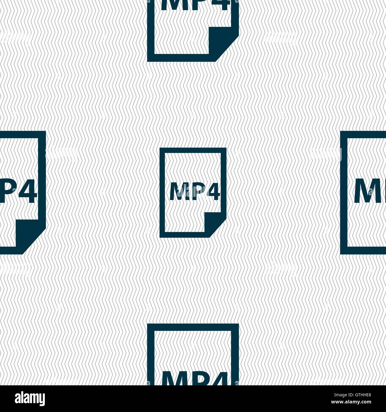 MP4 Icon sign. Seamless pattern with geometric texture. Vector Stock ...