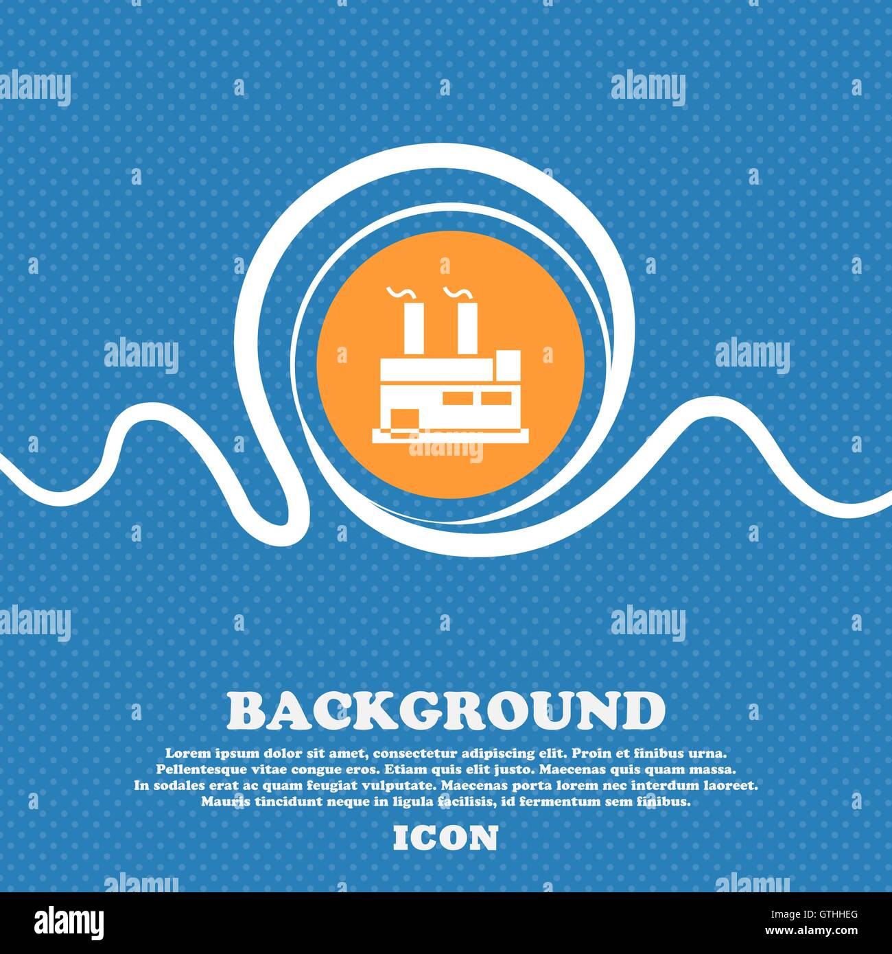 factory icon sign. Blue and white abstract background flecked with ...