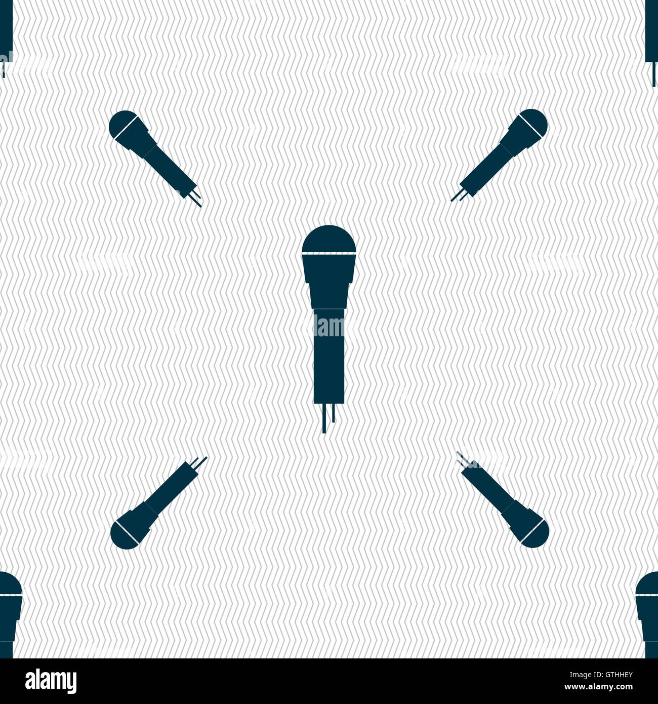 Microphone Icon sign. Seamless pattern with geometric texture. Vector ...