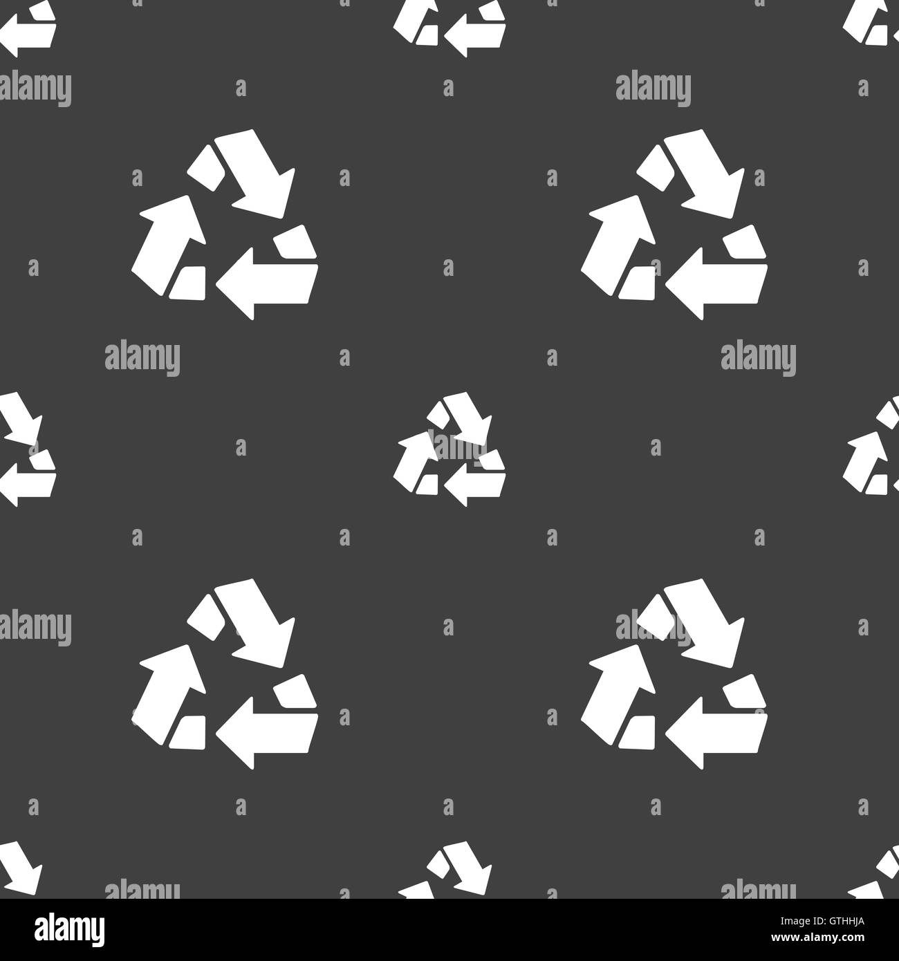 Recycle icon sign. Seamless pattern on a gray background. Vector Stock ...