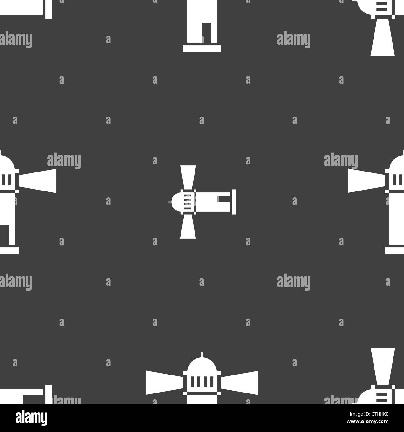Lighthouse icon sign. Seamless pattern on a gray background. Vector ...