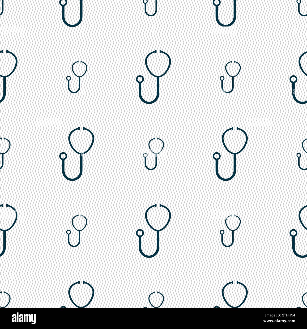 Stethoscope Icon sign. Seamless pattern with geometric texture. Vector ...