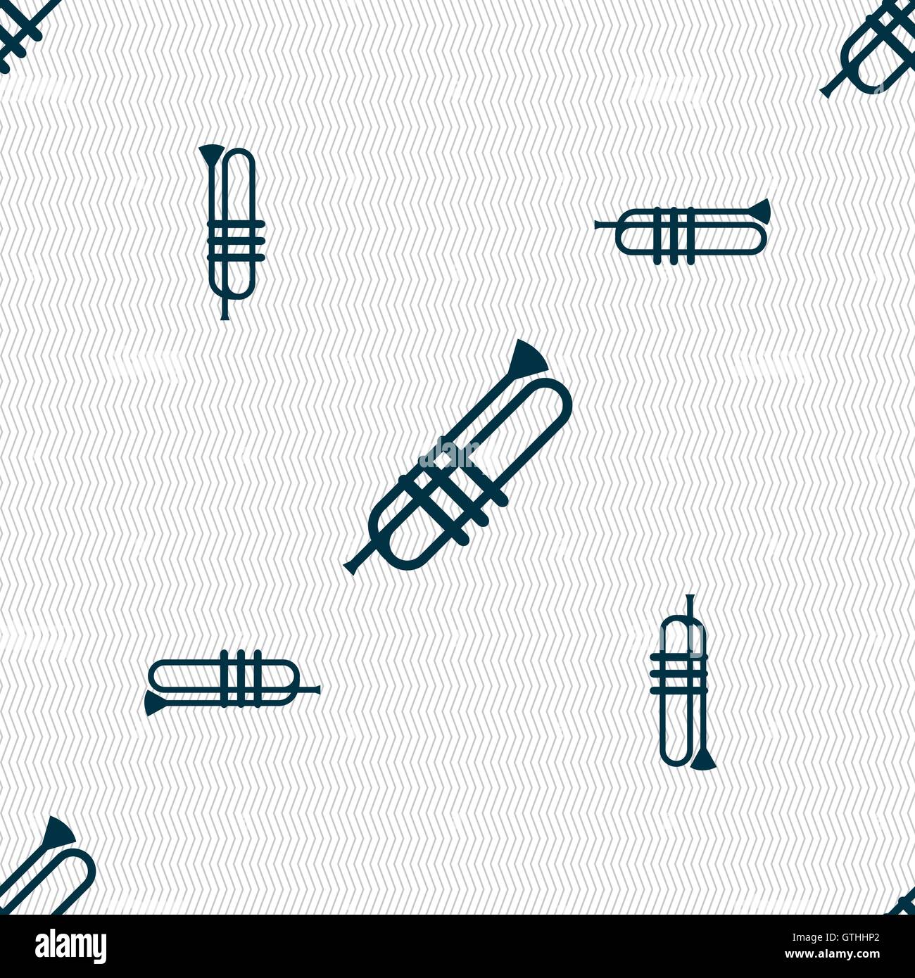 Trumpet icons sign. Seamless pattern with geometric texture. Vector ...
