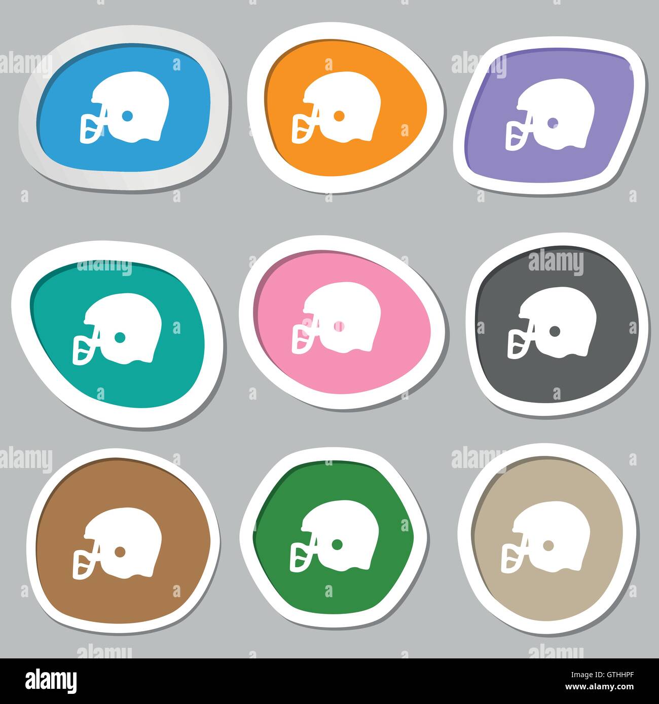 american football helmet icon symbols. Multicolored paper stickers ...