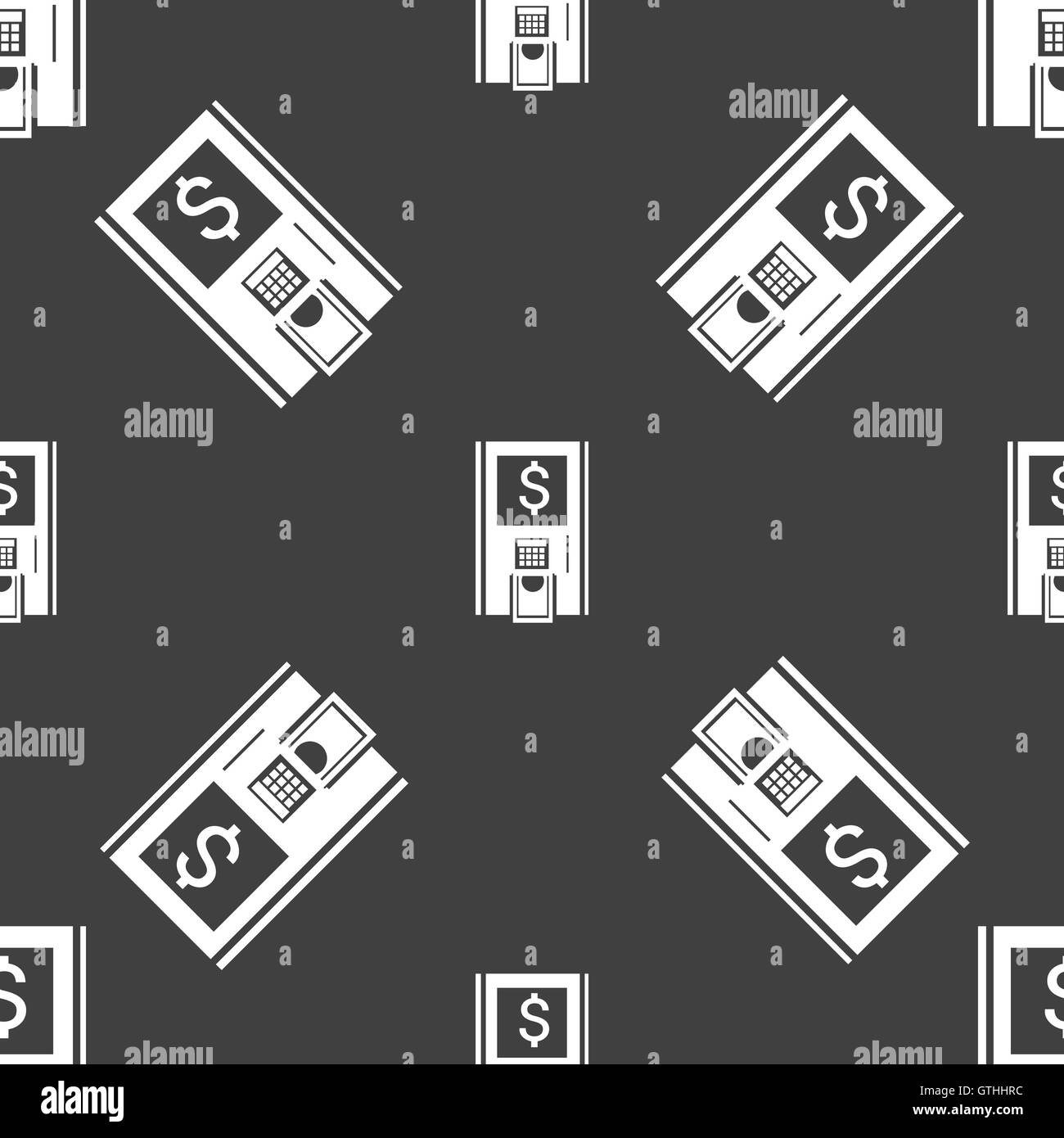 atm icon sign. Seamless pattern on a gray background. Vector Stock ...