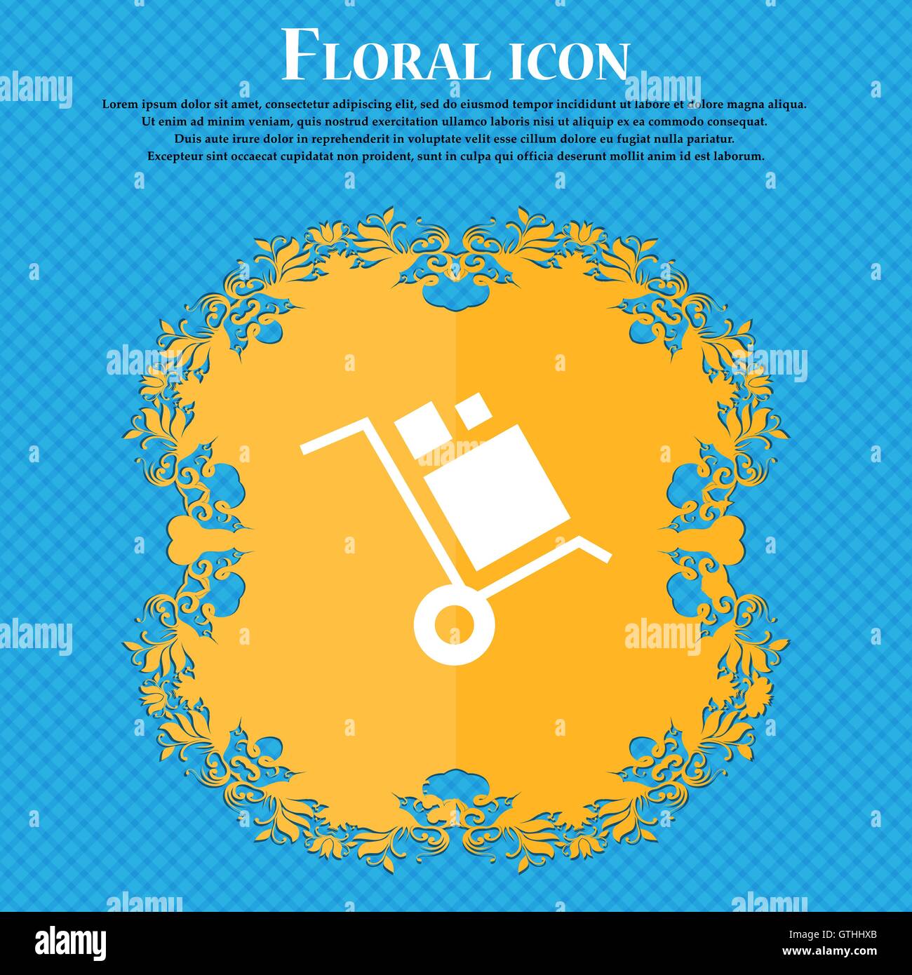 loader Icon icon. Floral flat design on a blue abstract background with ...