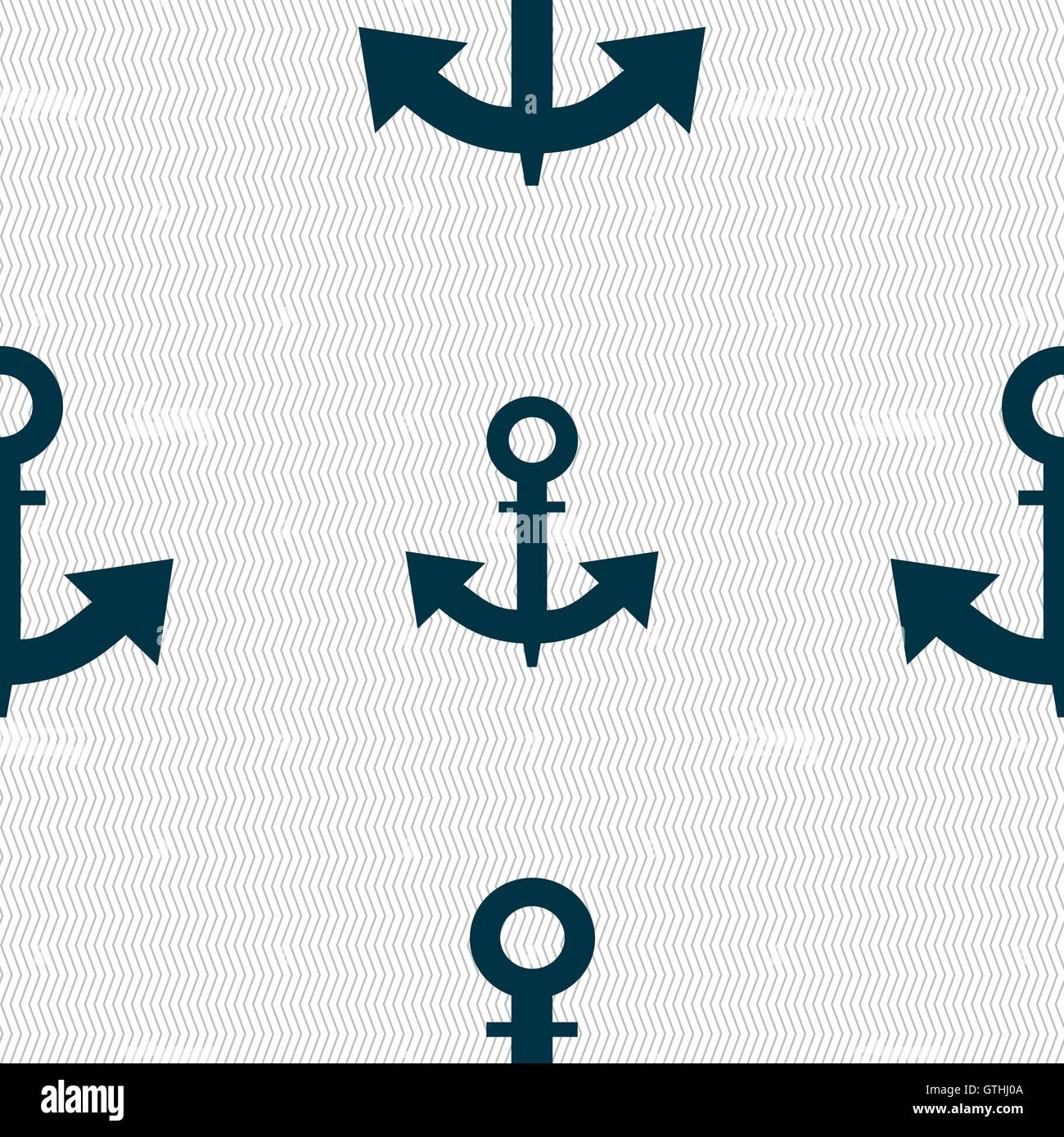 anchor Icon sign. Seamless pattern with geometric texture. Vector Stock ...