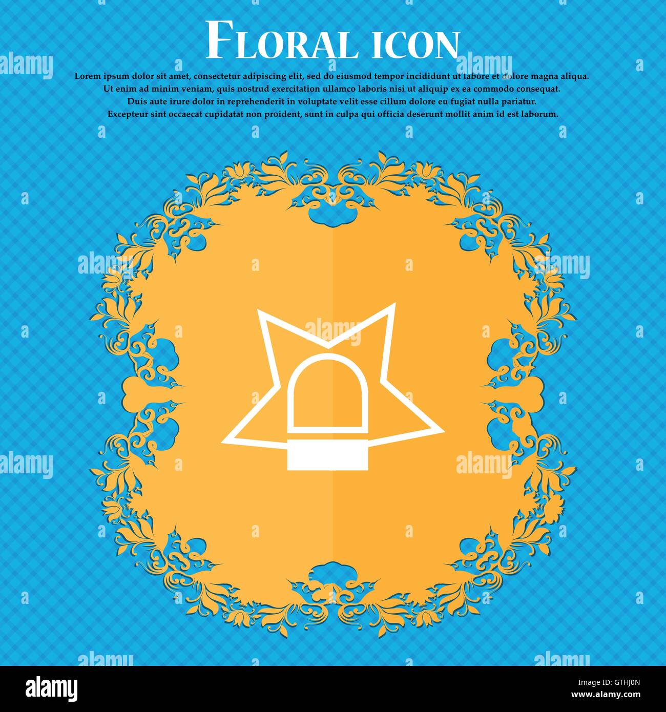Police single icon icon. Floral flat design on a blue abstract ...