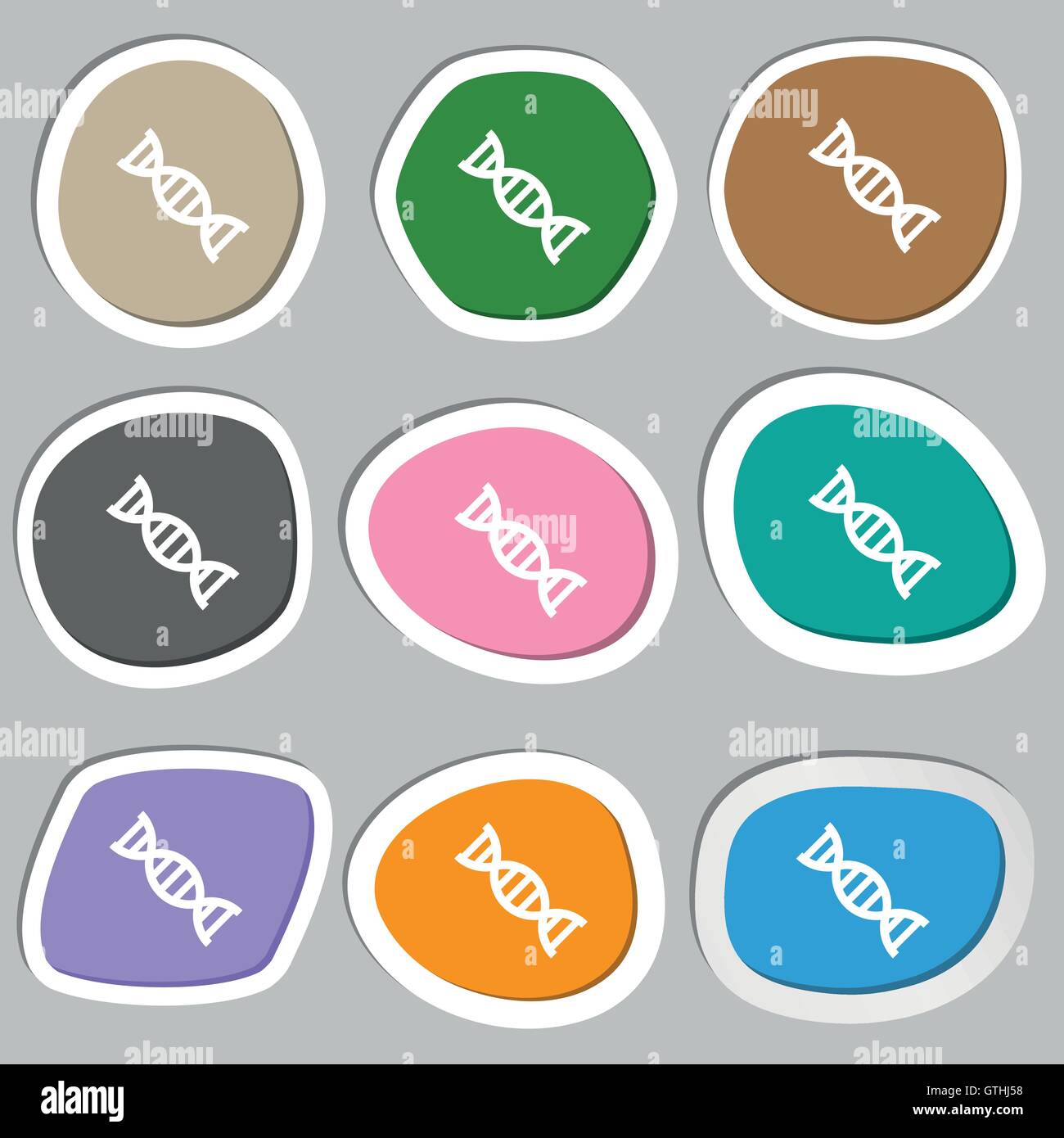 DNA icon symbols. Multicolored paper stickers. Vector Stock Vector ...