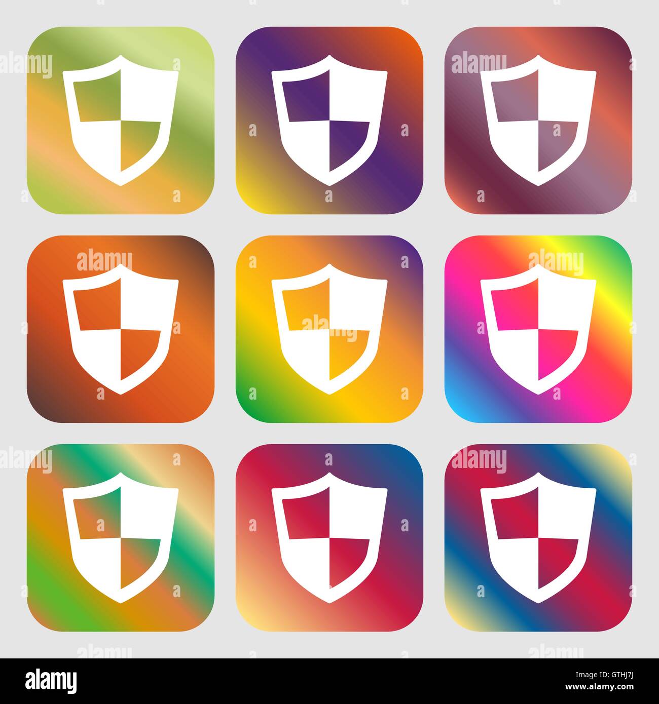 shield icon . Nine buttons with bright gradients for beautiful design ...