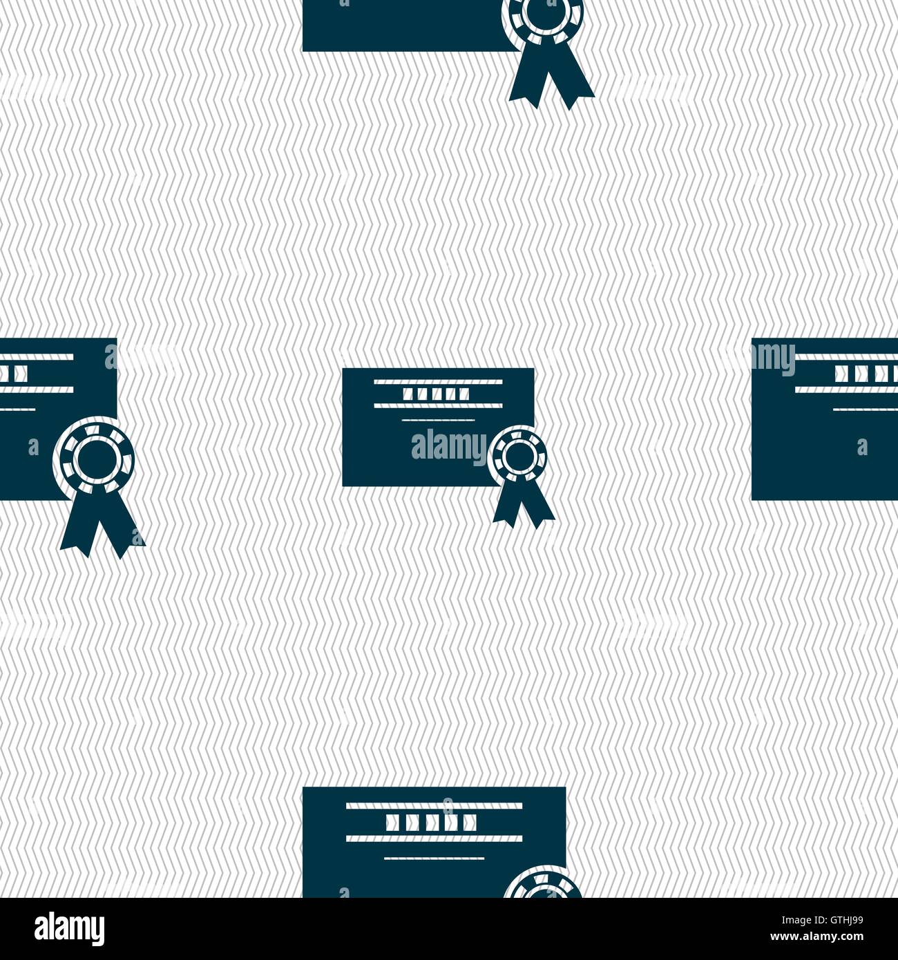 certificate icon sign. Seamless pattern with geometric texture. Vector ...