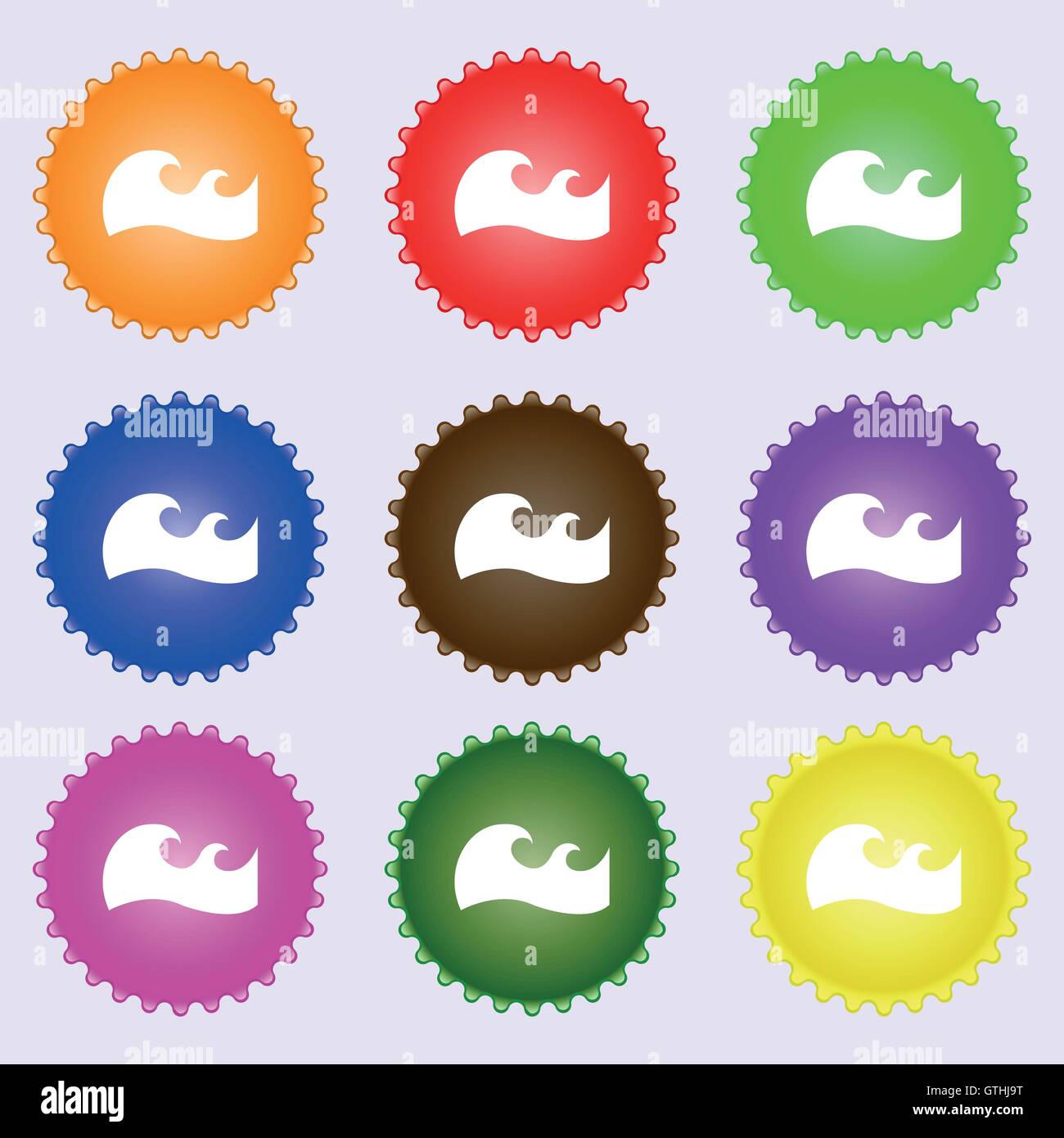 Waves icon sign. Big set of colorful, diverse, high-quality buttons ...