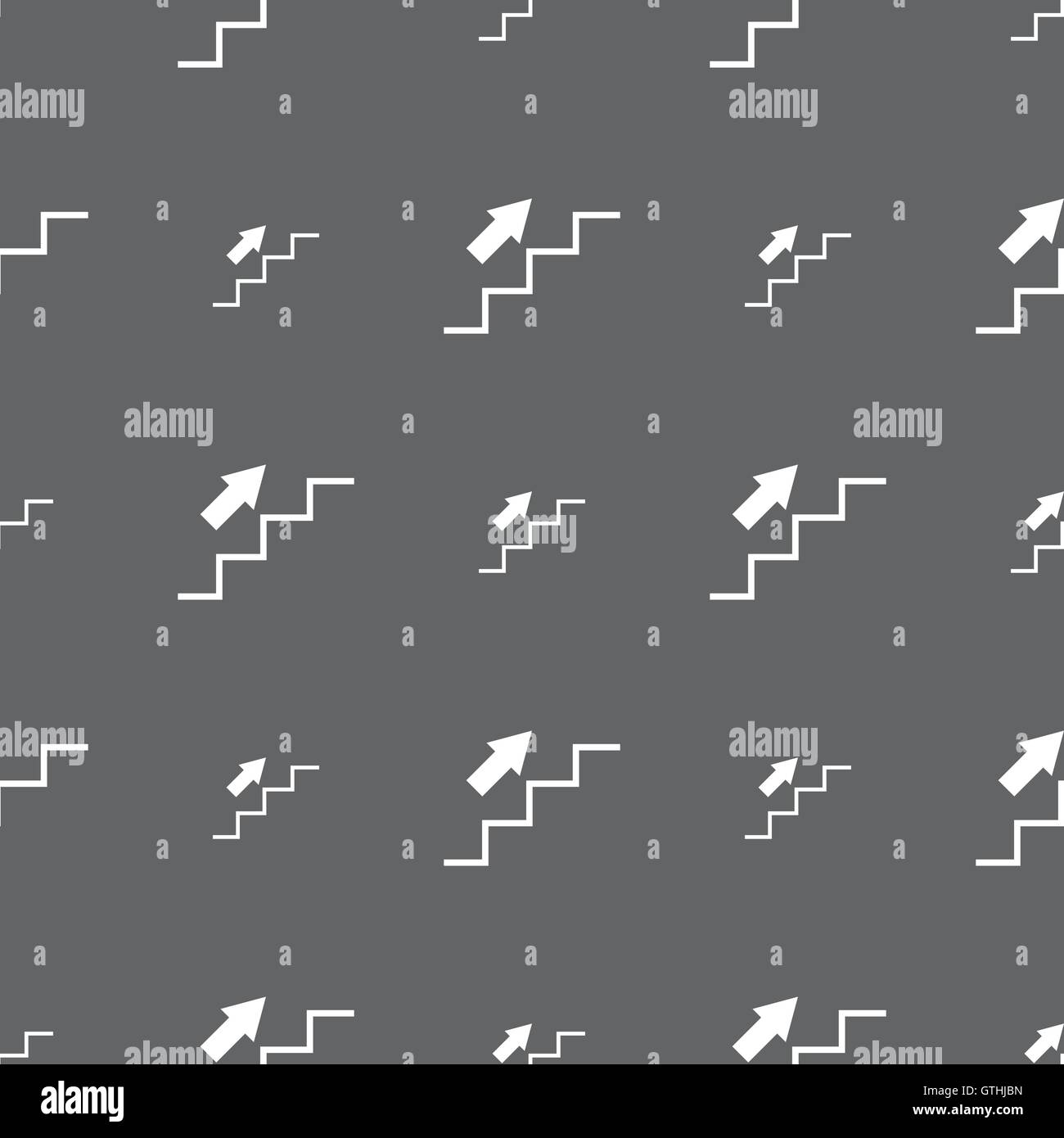 Stairs going up icon sign. Seamless pattern on a gray background ...
