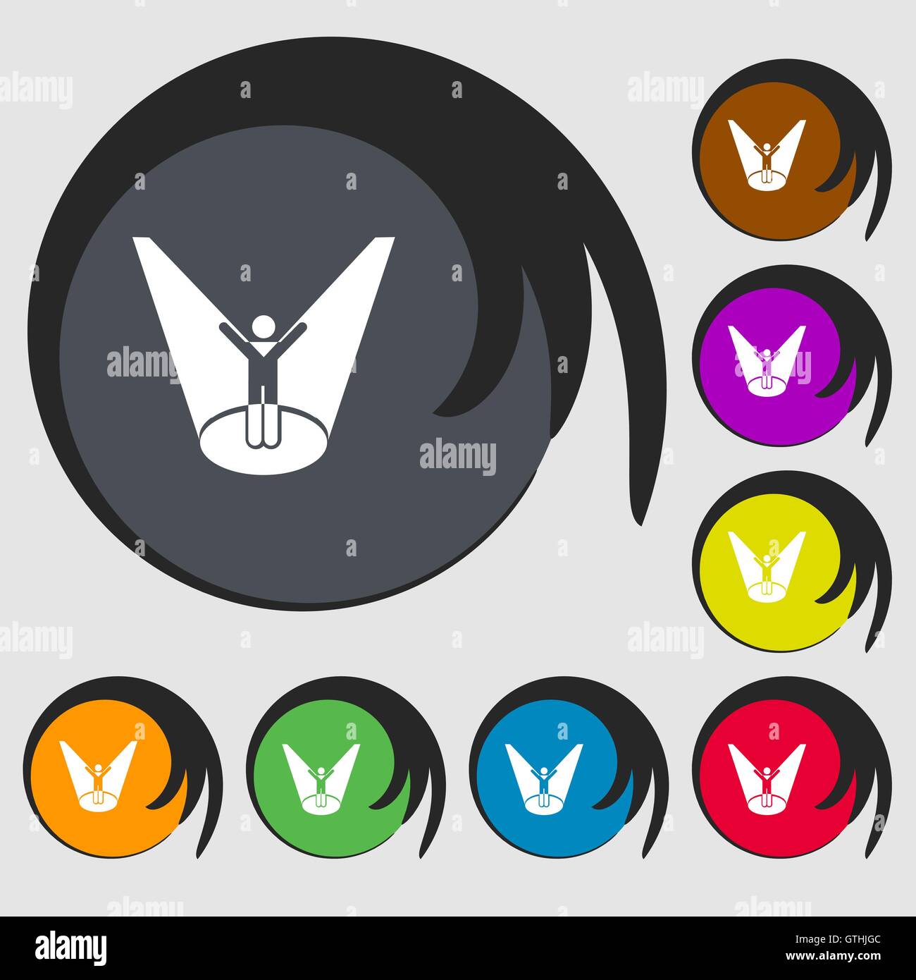 Spotlight icon sign. Symbols on eight colored buttons. Vector Stock ...